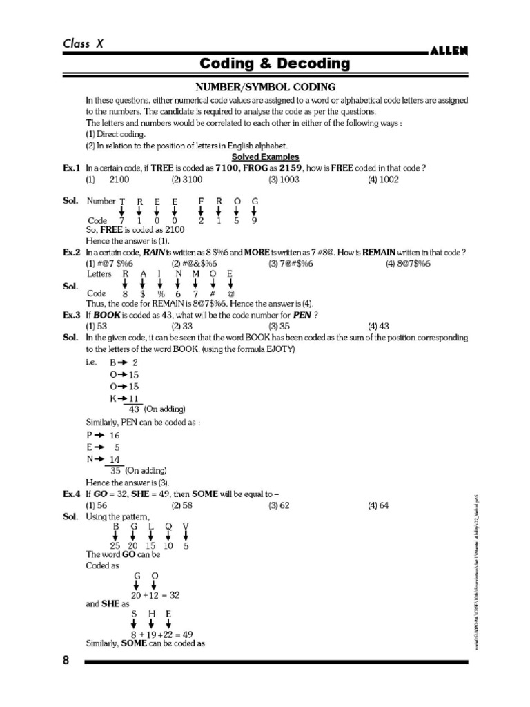 (F) Coding Decoding | PDF