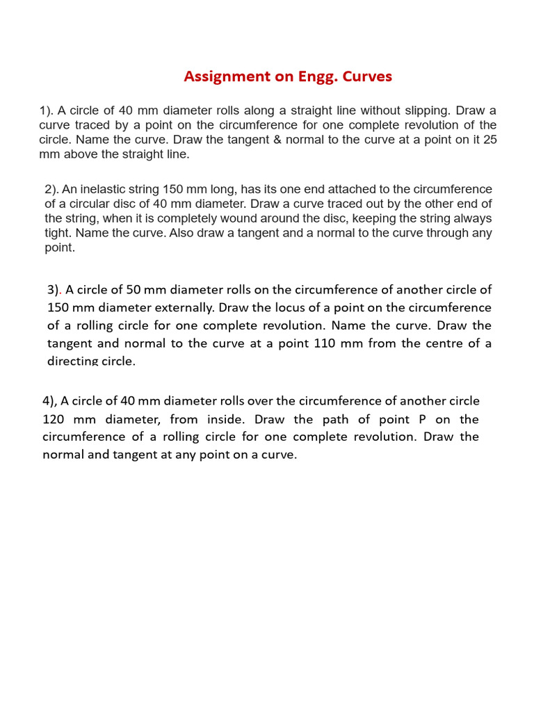Engg Curves Assignment | PDF