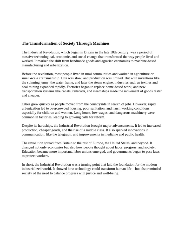 The Transformation of Society Through Machines | PDF