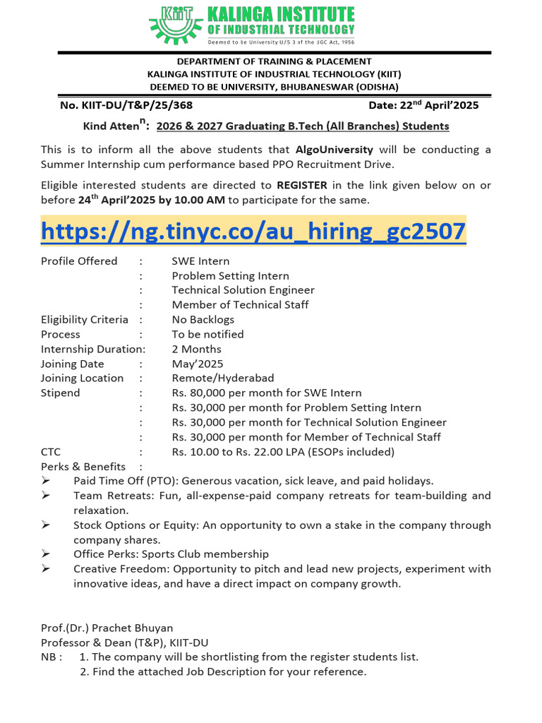 Registration For AlgoUniversity Summer Internship Cum PPO Recruitment Drive - 2026 & 2027 ...