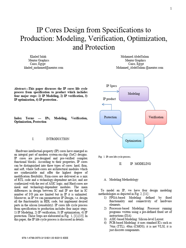 Ipcores Designfrom Specificationsto Production Modeling Verification Optimizationand Protection