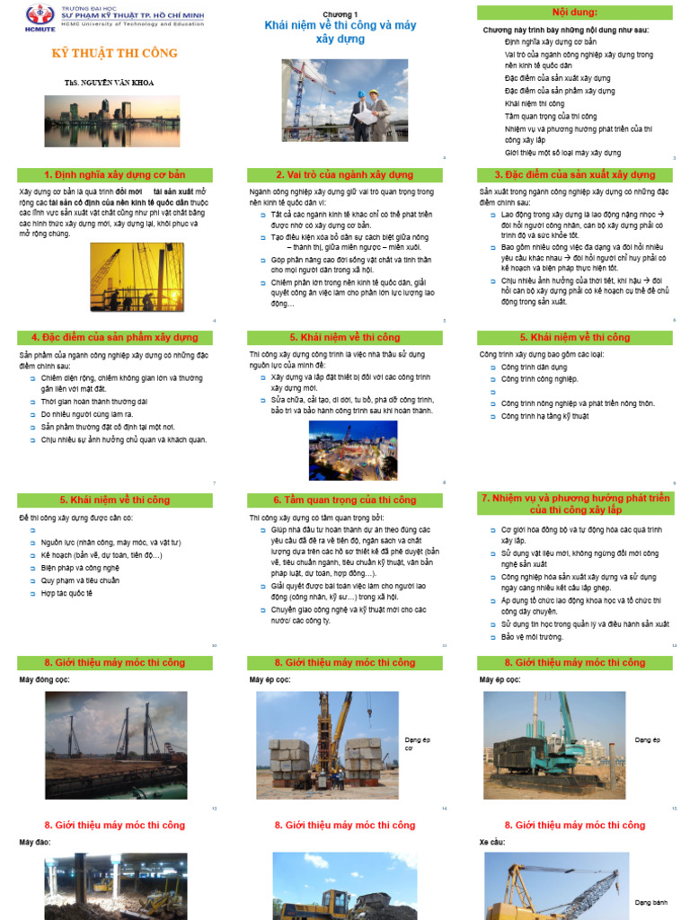 KTTC Chuong 1 Khai Niem Thi Cong Va May Xay Dung | PDF