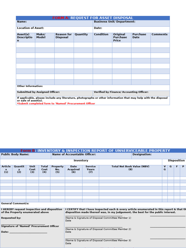 Disposal Forms Templates | PDF | Real Estate Appraisal | Market (Economics)