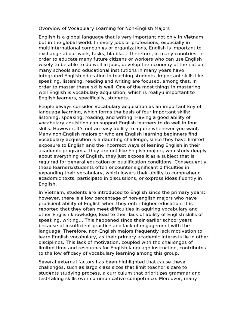 Overview of Vocabulary Learning for Non | PDF | Learning | Educational ...