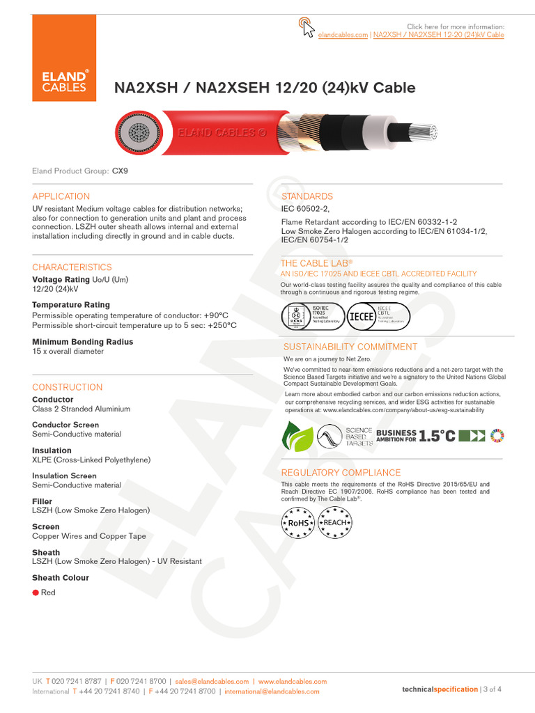 Na2xsh Na2xseh 12-20-24 KV Cable | PDF | Electrical Conductor ...