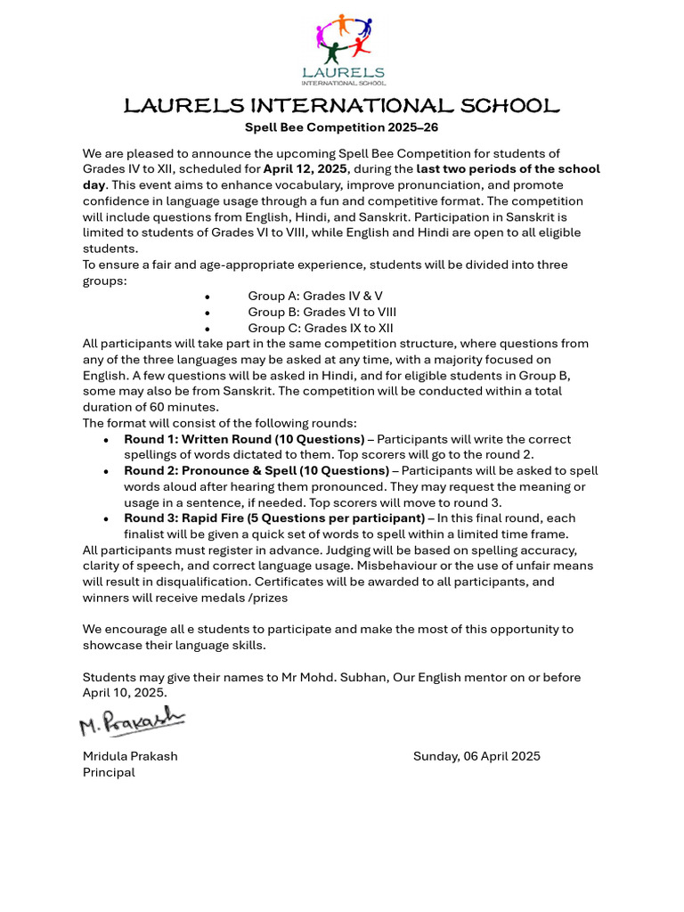 Spell Bee Competition | PDF