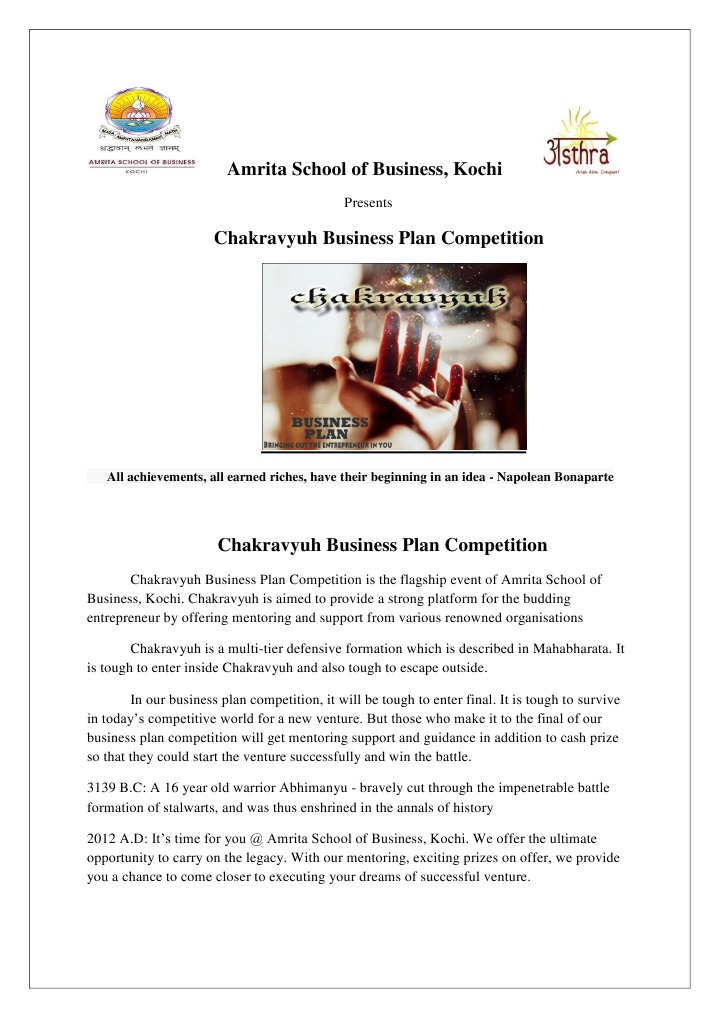 Chakravyuh Business Plan Competition | PDF | Economies | Business