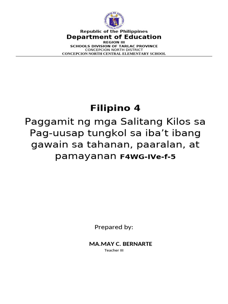 COT Q4 Filipino 3 | PDF