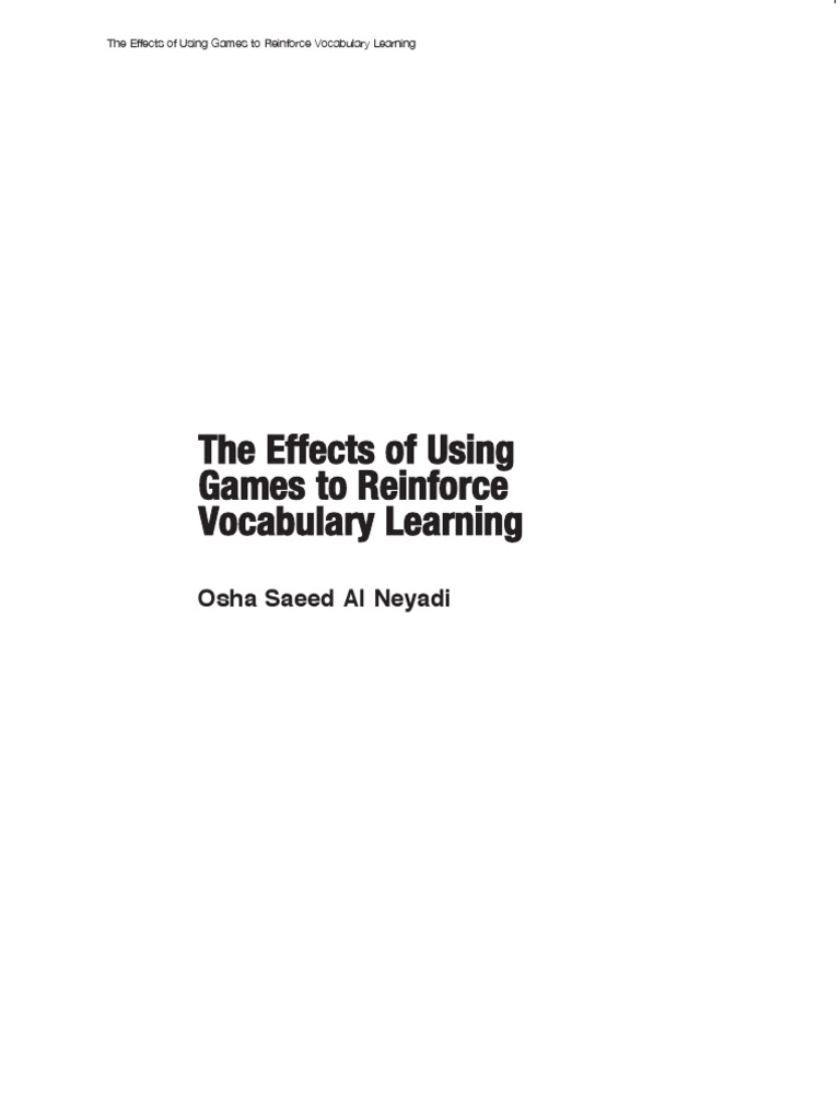 The Effects of Using Games To Reinforce Vocabulary Learning | PDF ...