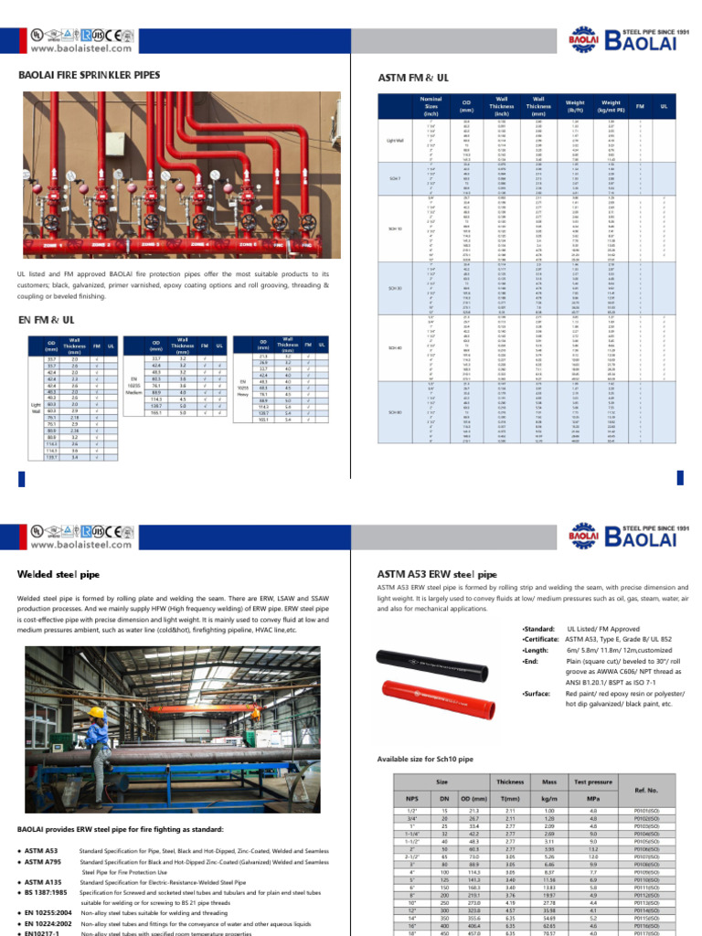 Baolai Steel-Fire Protection System | PDF | Pipe (Fluid Conveyance ...