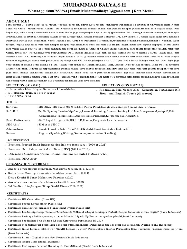 Profil Profesional Muhammad Balya | PDF