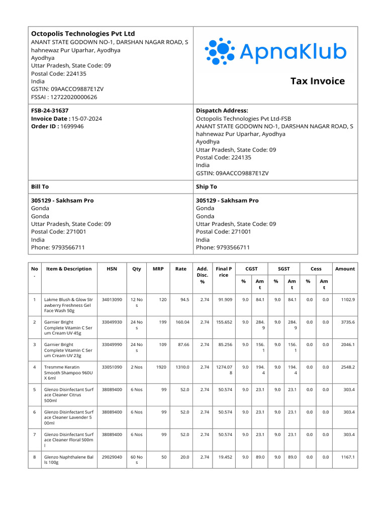 Octopolis Technologies Invoice Summary | PDF | Human Appearance | Hair