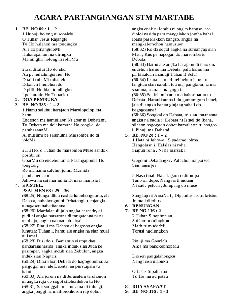 Acara Partangiangan STM Martab1 | PDF