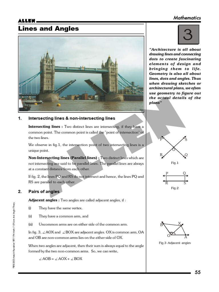 9th - PF - 21-22 - Maths - 1 - 03-Lines and Angles | PDF | Mathematics | Euclid