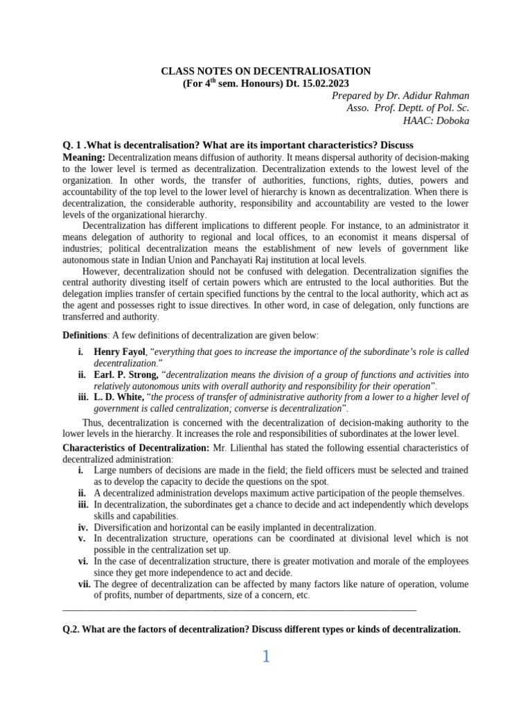 Type of Decentralization | PDF | Decentralization | Taxes