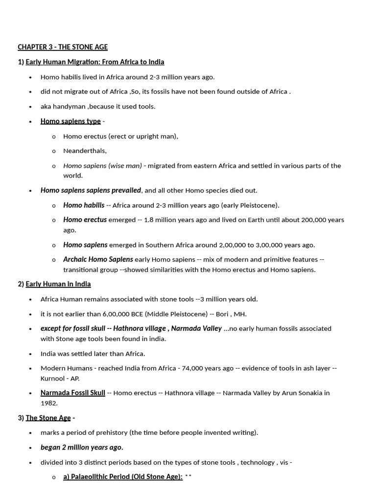 Stone Age Timeline Overview | PDF | Homo | Paleolithic