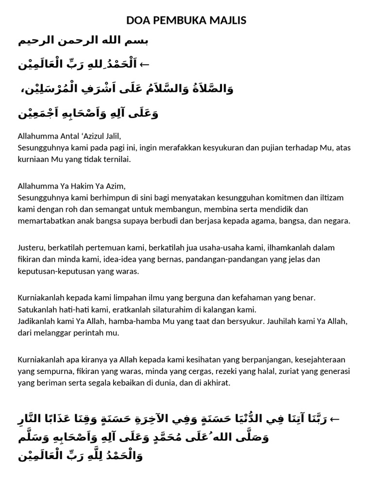 Doa pembuka majlis | PDF