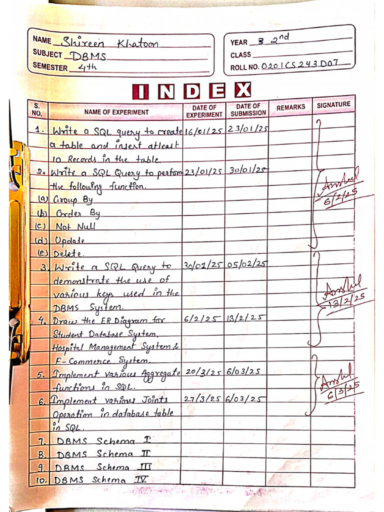 DBMS LAB Exp. 4 To 10 | PDF