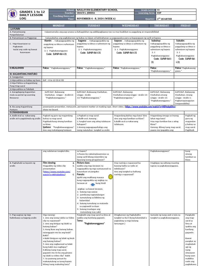 DLL - Esp 6 - Q2 - W6 | PDF