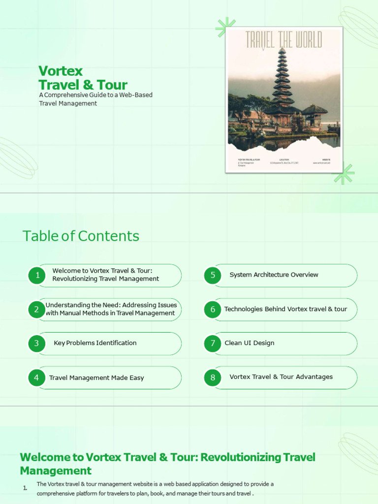 ppt of vortex travel & Tour (1) | PDF | Databases | Usability