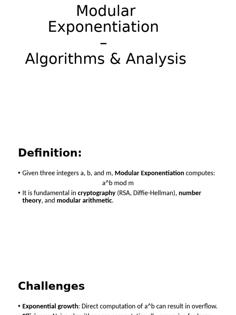 Modular Exponentiation | PDF | Multiplication | Exponentiation