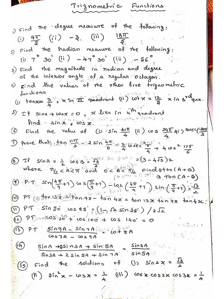 Trigonometry Assignment | PDF