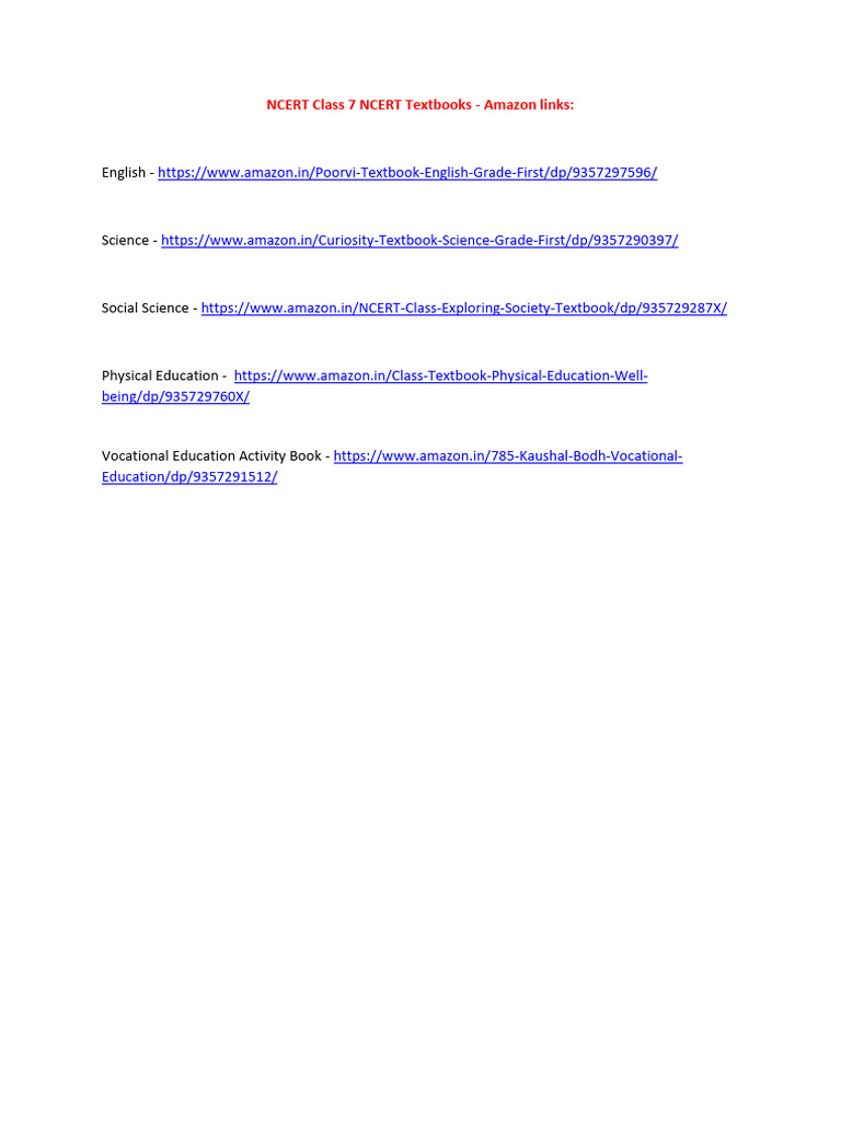 NCERT Class 7 Textbooks | PDF