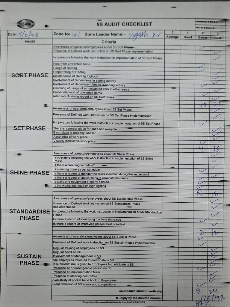 5s Check Sheet 16-Apr-2025 14-44-42 | PDF