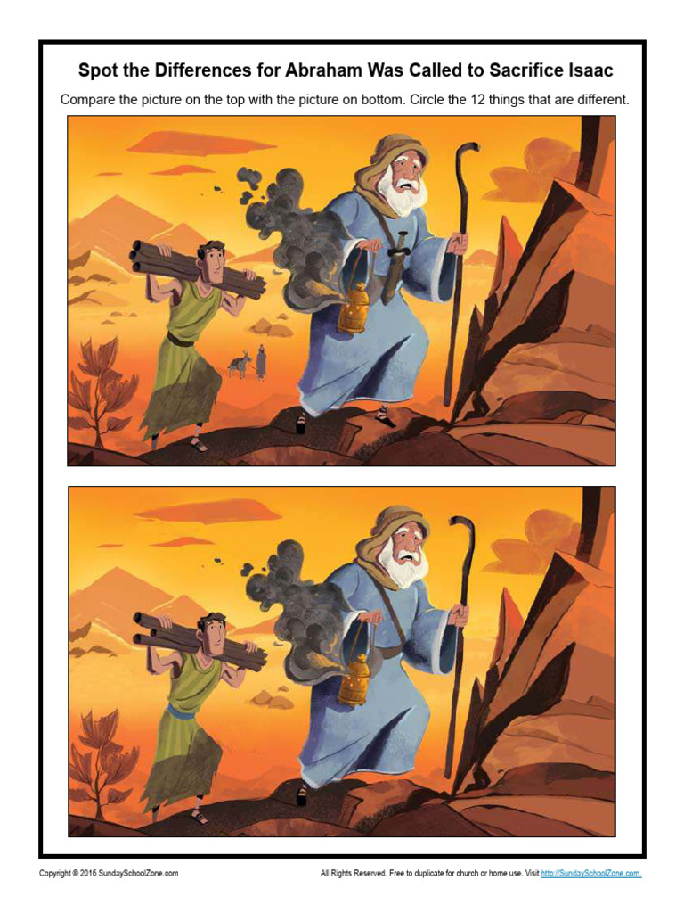 Abraham Was Called To Sacrifice Isaac Spot The Differences | PDF