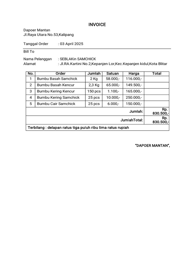 Invoice 3 April 2025 | PDF