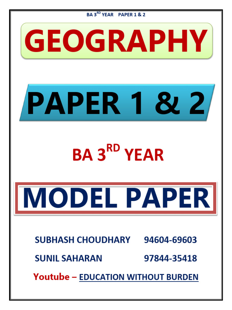 Geography 3 Year Model Paper 1 & 2 | PDF