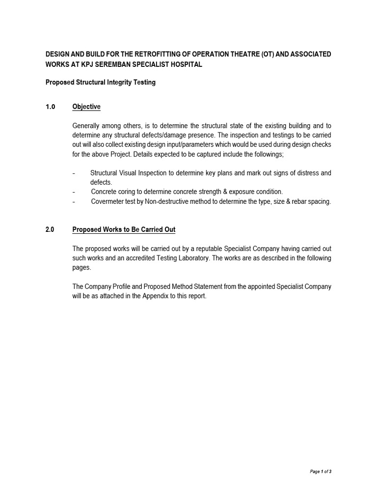 2025-04-16 KPJ Seremban - Structural Integrity Test Program (1) | PDF