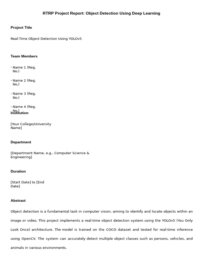 Object Detection RTRP Report | PDF | Deep Learning | Artificial Intelligence
