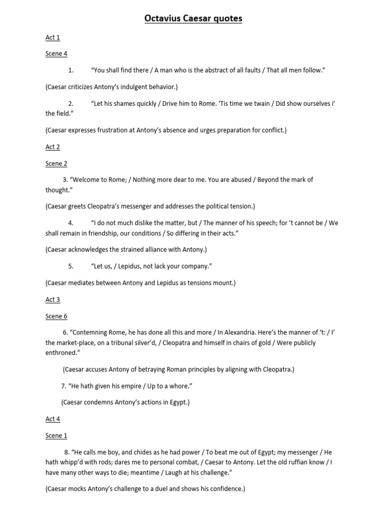 Octavius Caesar Quotes Grade 10 | PDF | Mark Antony | Cleopatra