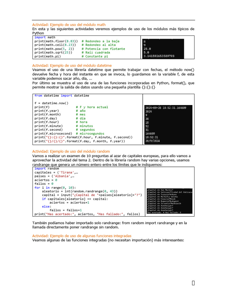 Actividades Tema 3 | PDF | Python (lenguaje de programación) | Programación orientada a objetos