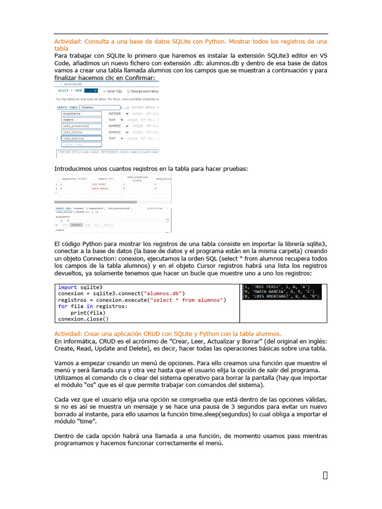 Actividades Tema 4 | PDF | Python (lenguaje de programación) | SQL