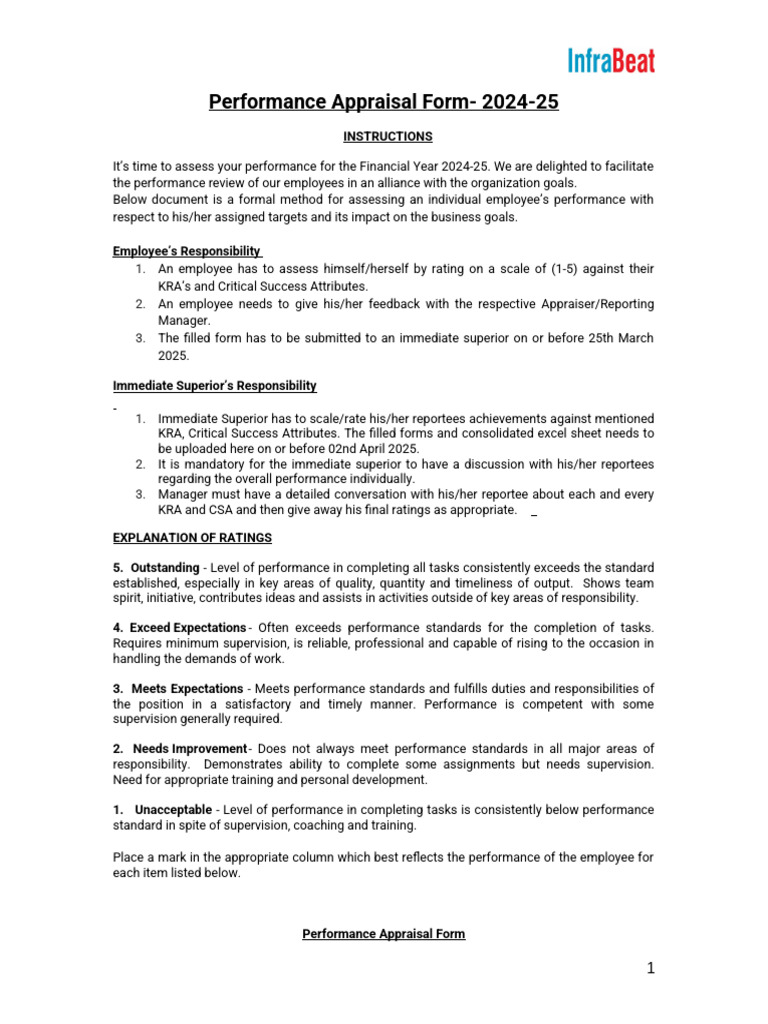 2024-25 Employee Performance Appraisal | PDF | Performance Appraisal