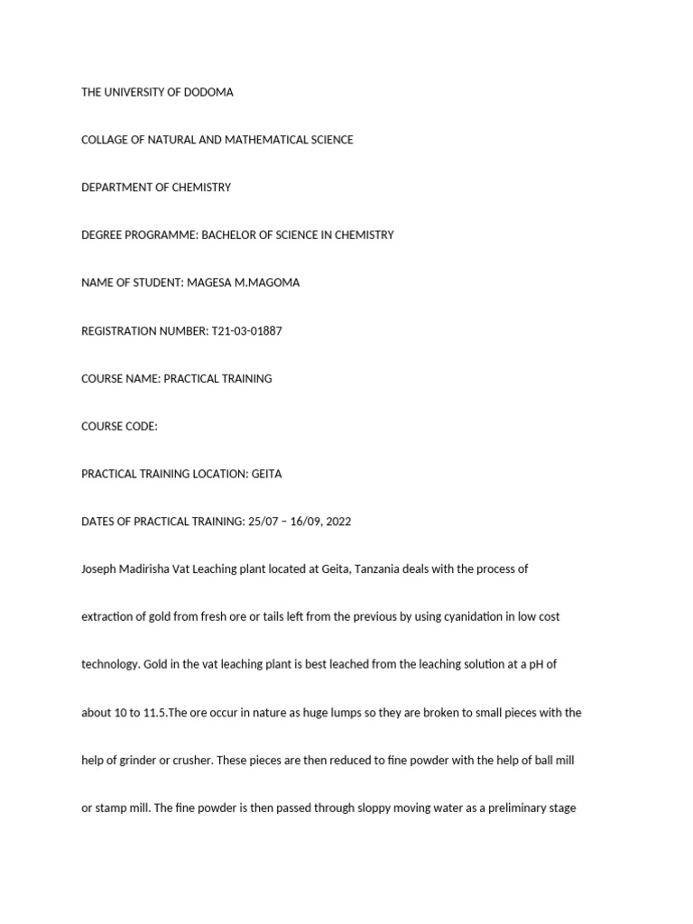 Gold Extraction Process in Vat Leaching | PDF | Sodium Hydroxide | Gold