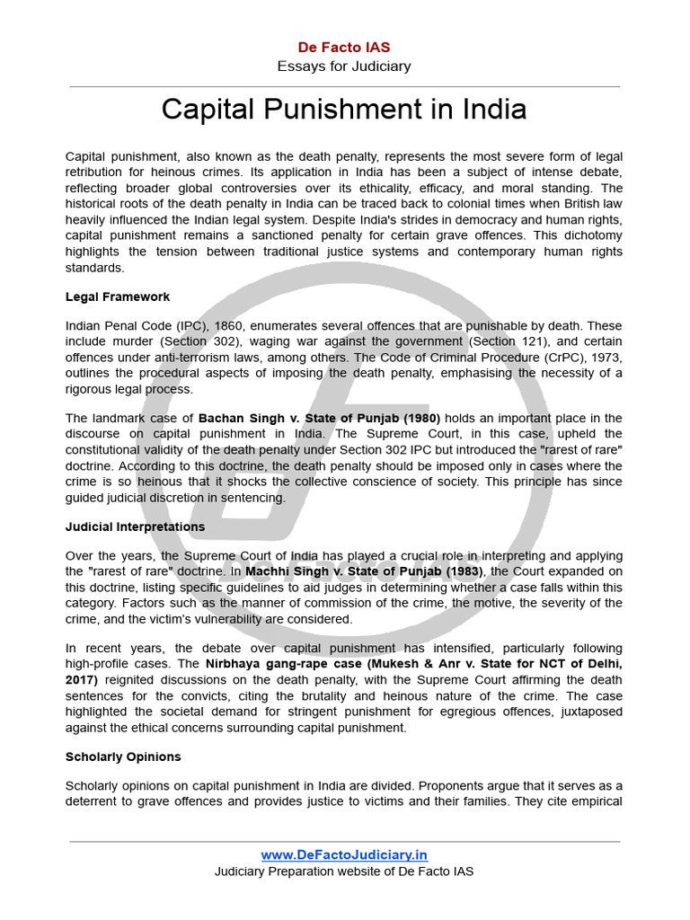 Capital Punishment In India Pdf Capital Punishment Crimes