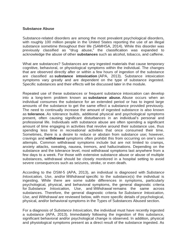 Understanding Substance Abuse Disorders | PDF | Substance Abuse | Opioid