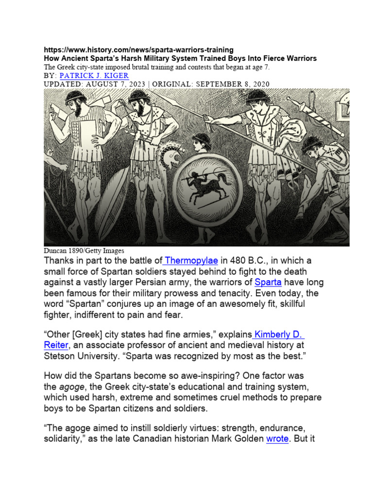 Spartan Agoge: Training Fierce Warriors | PDF | Sparta | Ancient Greece