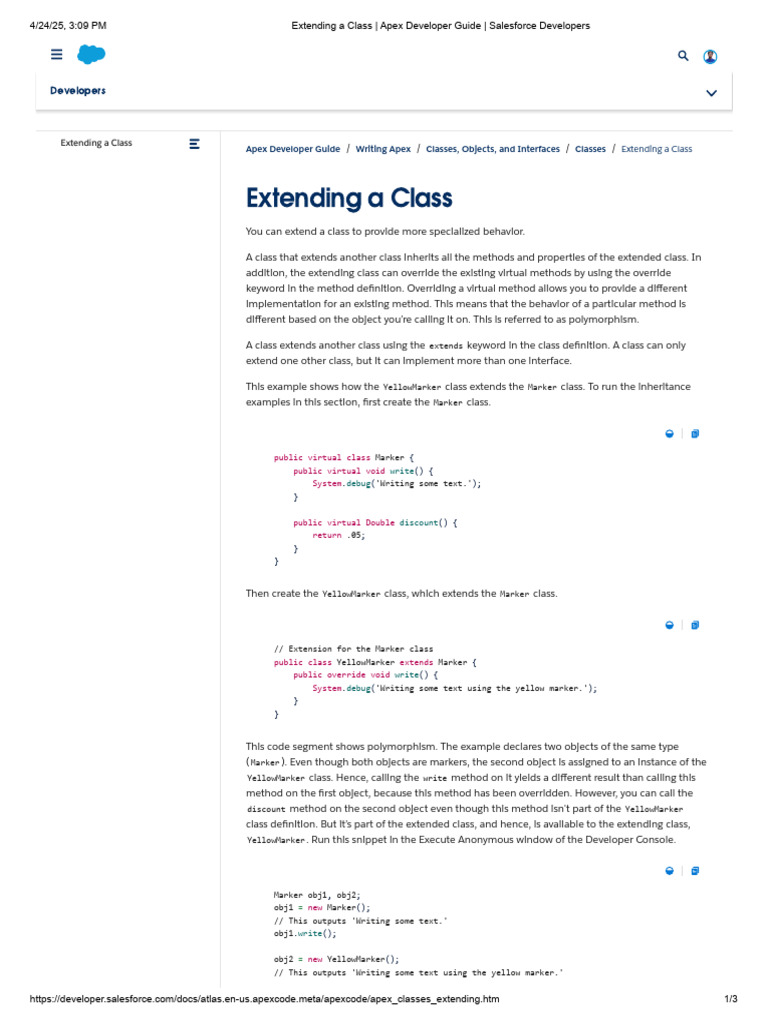 Apex Extending Documentation With Example | PDF | Class (Computer Programming) | Method ...