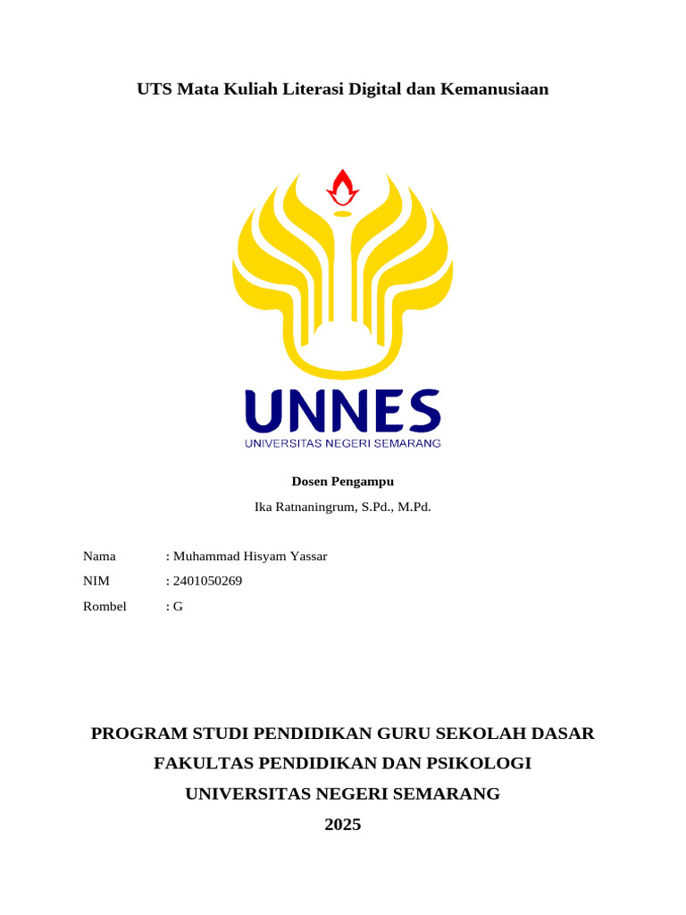 UTS Mata Kuliah Literasi Digital Dan Kemanusiaan | PDF