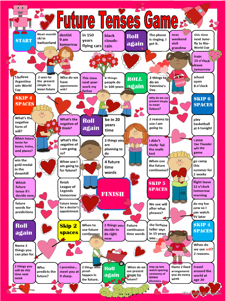 Valentines's Day Boardgame - Future Tenses | PDF