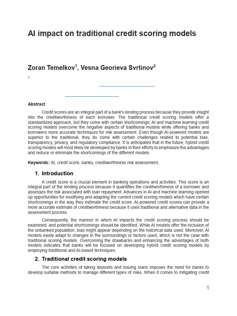 AI's Influence on Credit Scoring Models | PDF | Credit Score | Credit