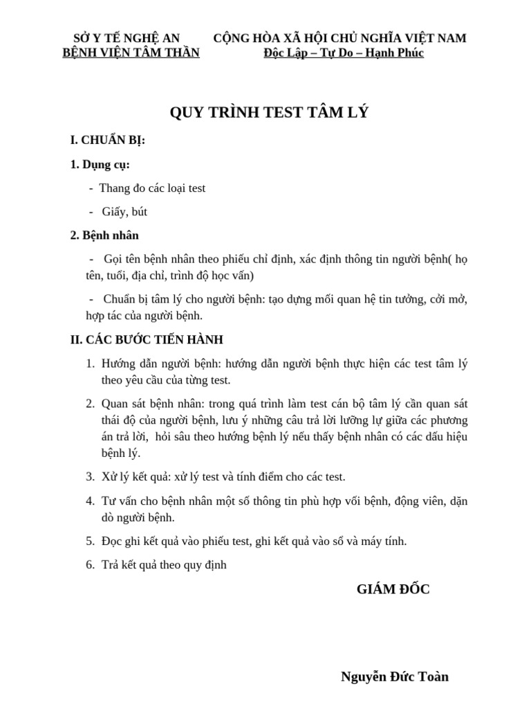 Quy Trình Test Tâm Lý | PDF