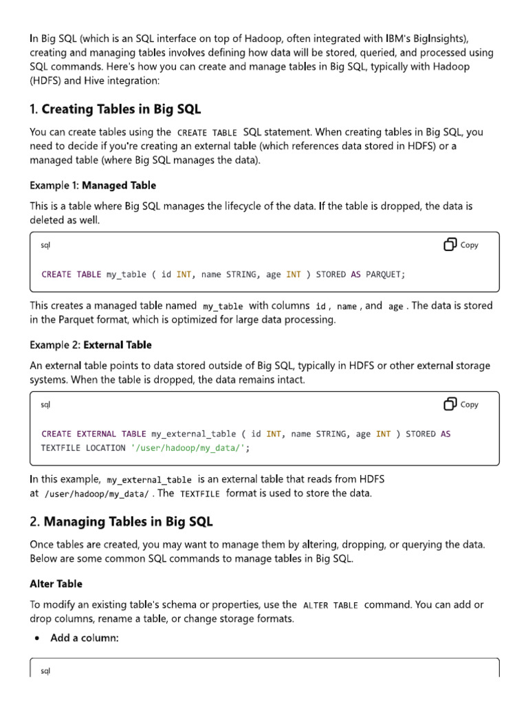 Ibm Big SQL v3 - 1 | PDF