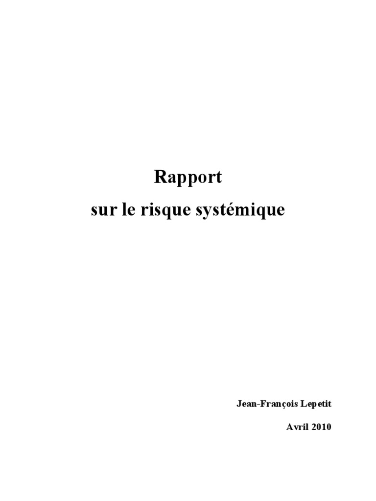 Rapport Risque Systemique | PDF | Risque financier systémique | Banques