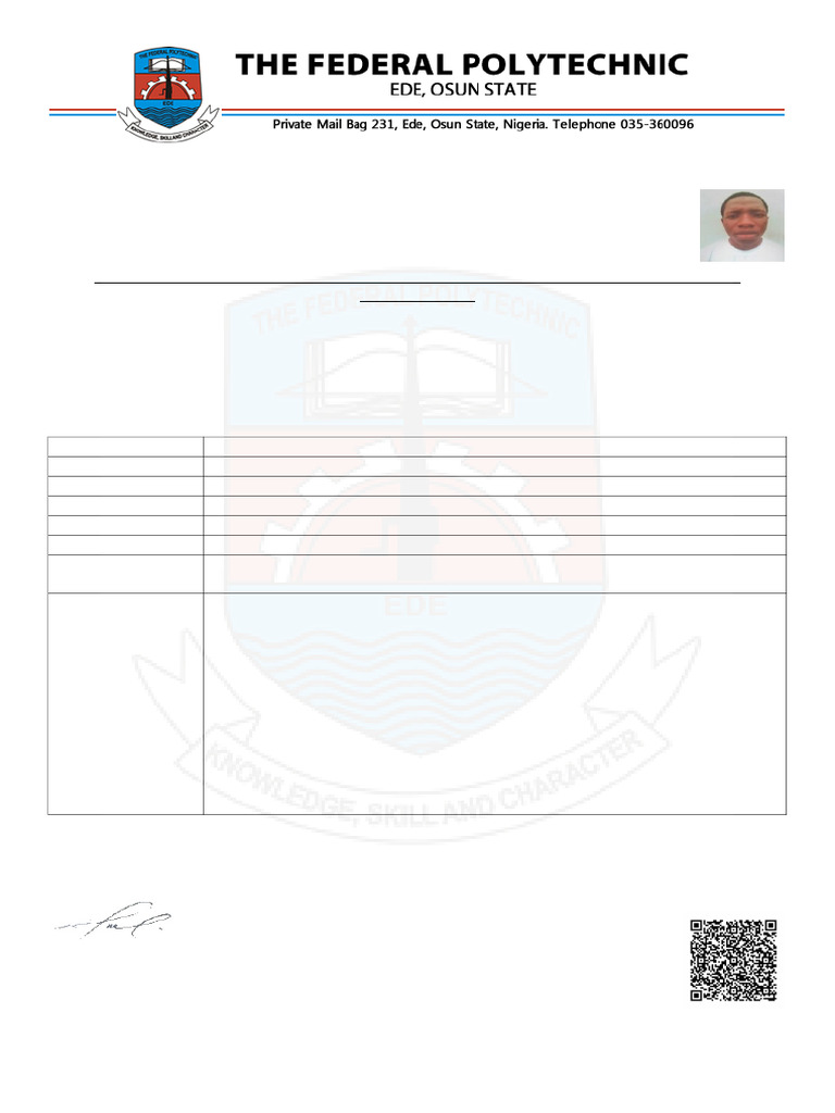 Offer of Provisional Admission Into National Diploma (Full Time ...