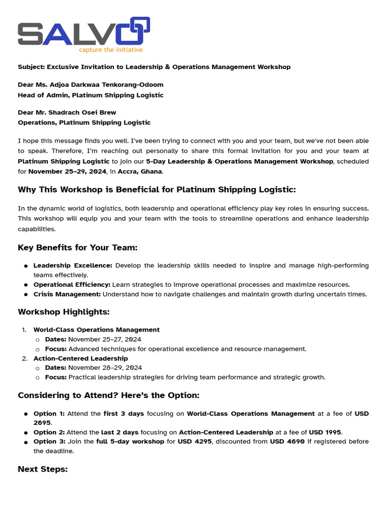 OFFICIAL INVITATION Platinum Shipping Logistic Ghana | PDF | Logistics ...